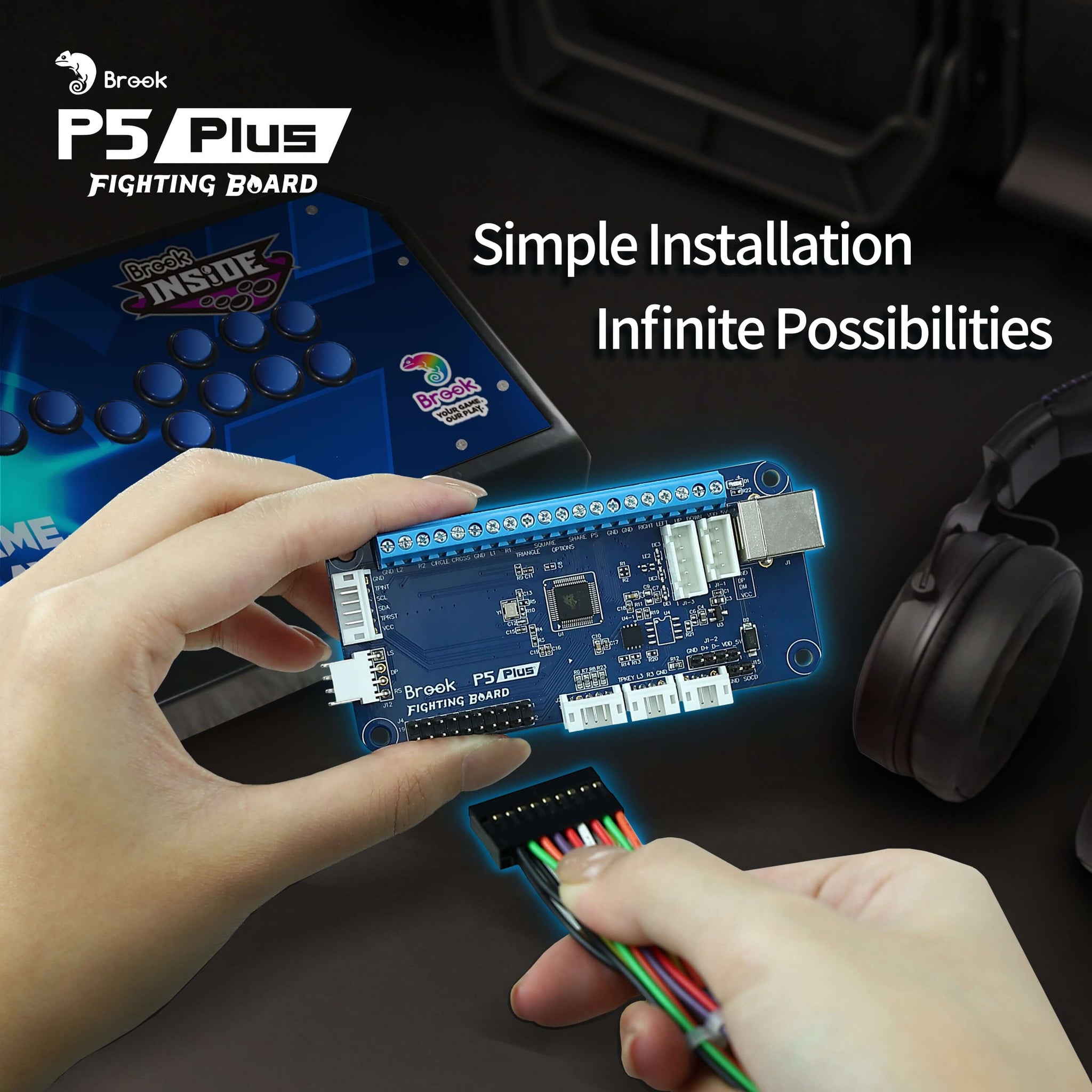 Brook P5 Plus Fighting Board - Pre-installed header version